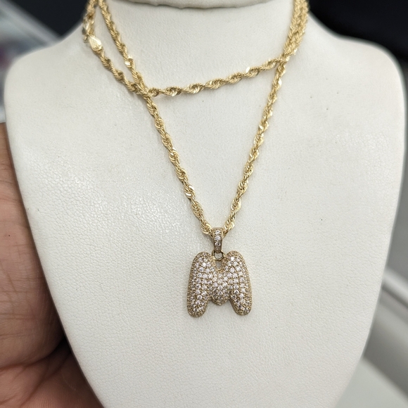 Unbrand | Jewelry | Kt Real Gold Letter M Pendant And Chain | Poshmark